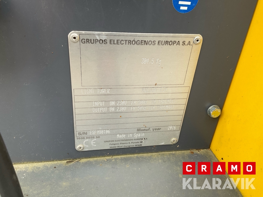 Lighttower Atlas Copco HiLight E3+ 4x160W, Jönköping, Klarav
