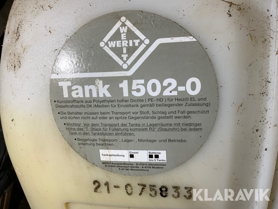 Tank Werit 1502-0, Alingsås, Klaravik auktioner