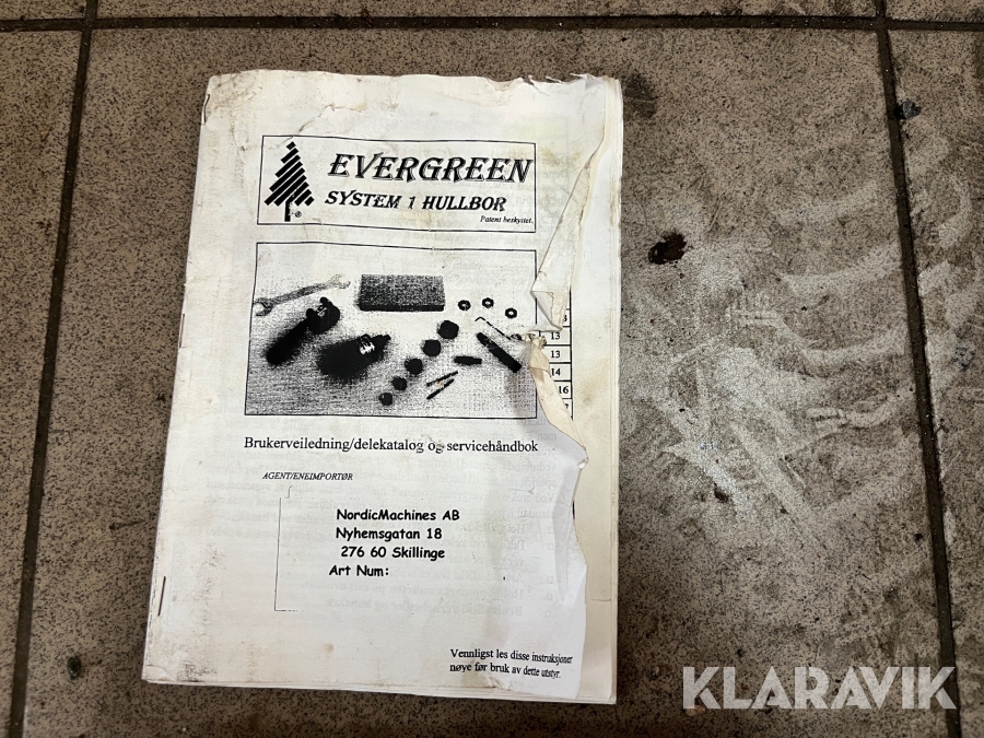 Borrtillsats Evergreen System 1 hullbor, Köping, Klaravik au