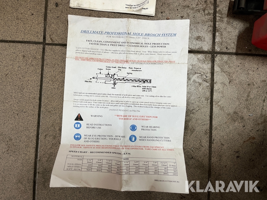 Borrtillsats Evergreen System 1 hullbor, Köping, Klaravik au