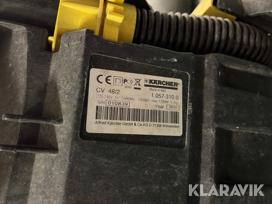 Borstvalsdammsugare Kärcher CV48/2, Järfälla, Klaravik aukti