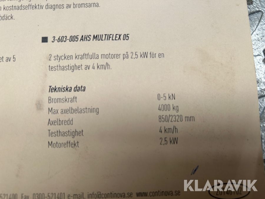 Bromsprovare Continova 3-603-005 AHS Multiflex 05, Leksand,