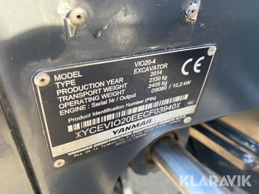 Grävmaskin Yanmar VIO 20, Jönköping, Klaravik auktioner