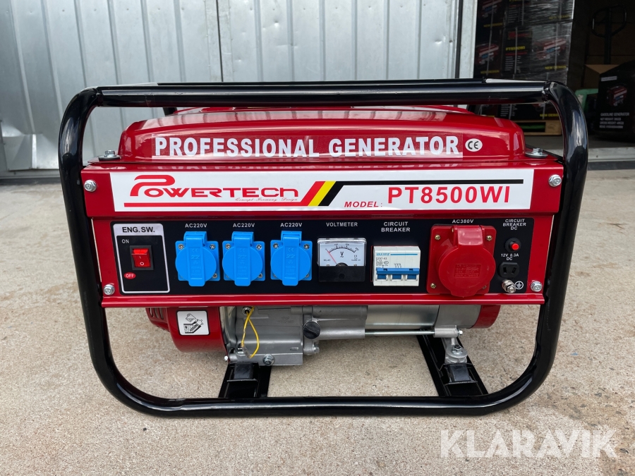 Generator Powertech PT 8500 WI, Svenljunga, Klaravik auktion