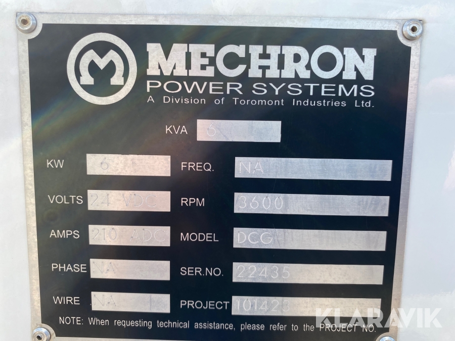 Generator Mechron DCG med dieseltank