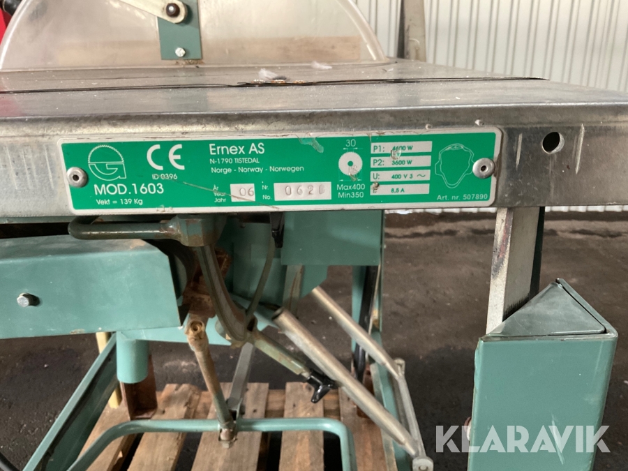 Byggsåg/gjerdesåg Ernex AS 1603, Jönköping, Klaravik auktion