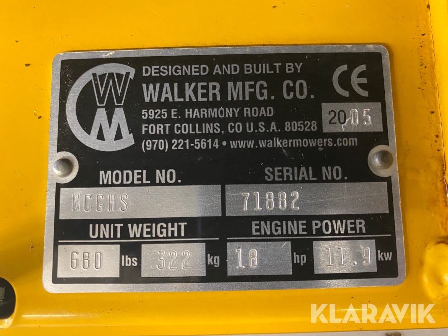 Åkgräsklippare Walker MCGHS, Västerås, Klaravik auktione