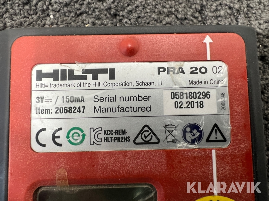 Lasermottagare Hilti PRA 20, Svalöv, Klaravik auktioner