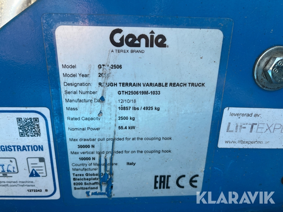 Teleskoplastare Genie GTH-2506, Danderyd, Klaravik auktioner