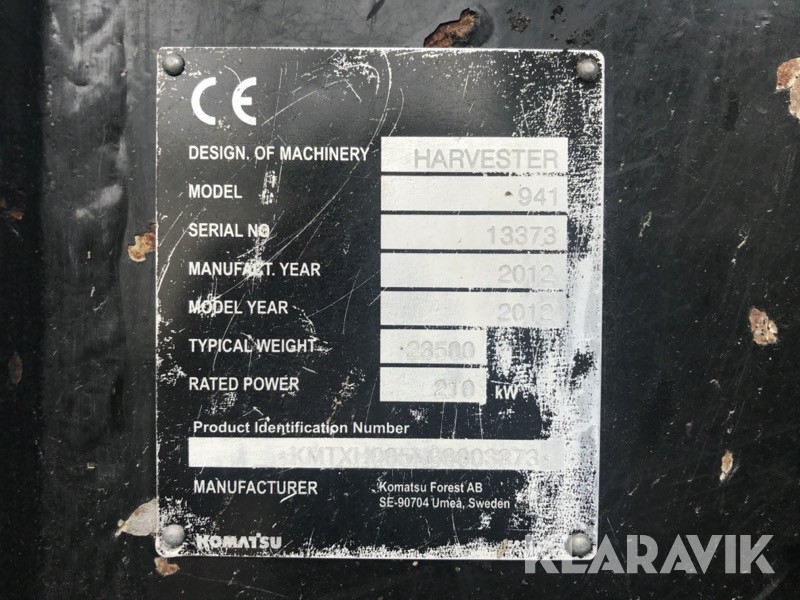 Skördare Komatsu 941
