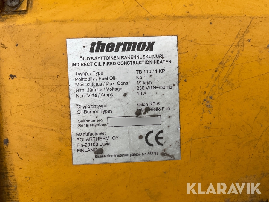Byggtork Comeco Thermox TB110, Jönköping, Klaravik auktioner