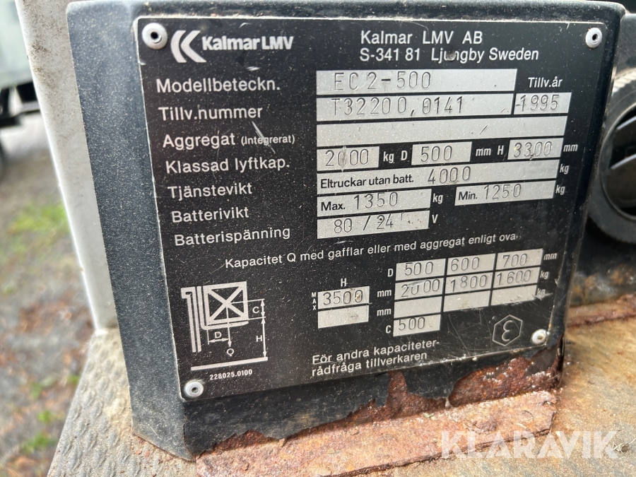 Truck Kalmar EC 2-500, Kramfors, Klaravik auktioner