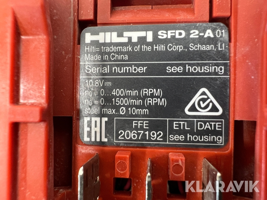 Skruvdragare Hilti SFD 2A, Svalöv, Klaravik auktioner