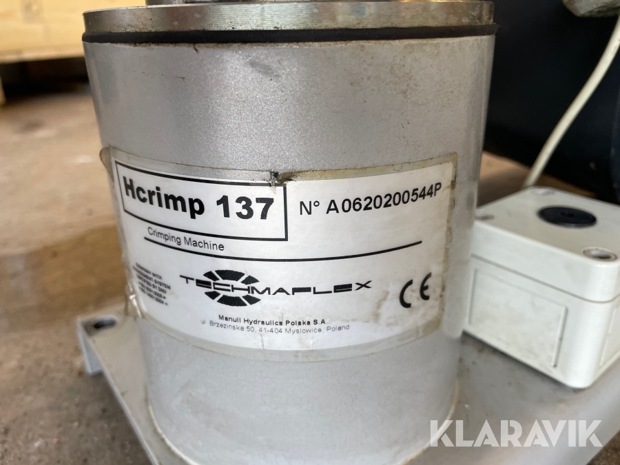 Hydraulisk slangpress Techmaflex Hcrimp 137, Kungsbacka, Kla
