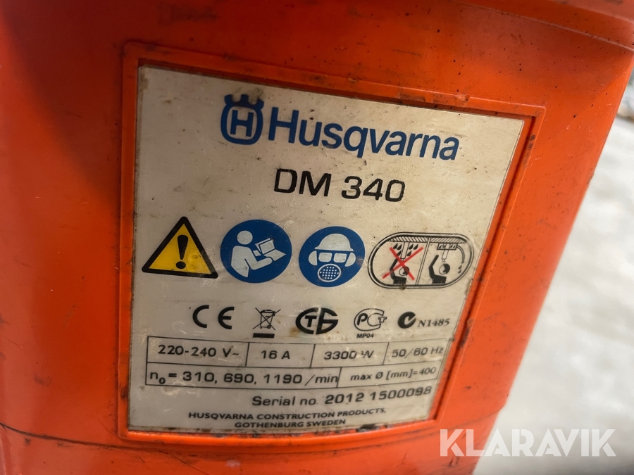 Borrstativ med motor Husqvarna DM340, Stockholm, Klaravik au