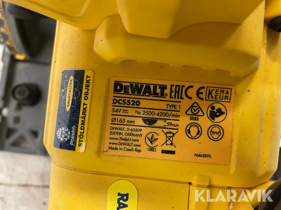Klaravik Auktioner | Sänksåg DeWalt DCS520