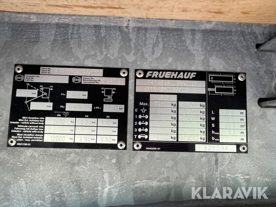 Citytrailer FRUEHAUF, Östhammar, Klaravik auktioner