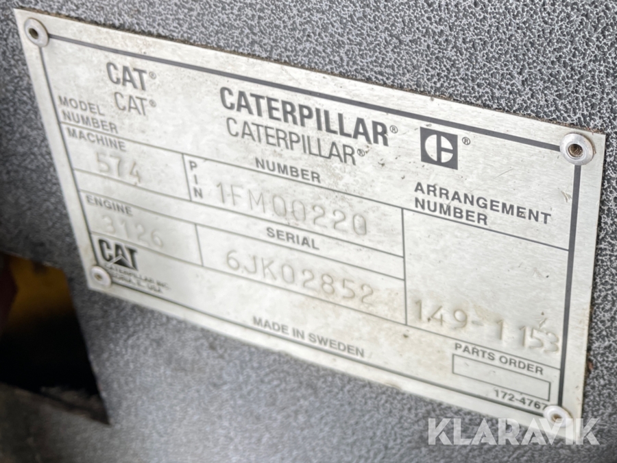 Skotare Caterpillar 574, Torsby, Klaravik auktioner