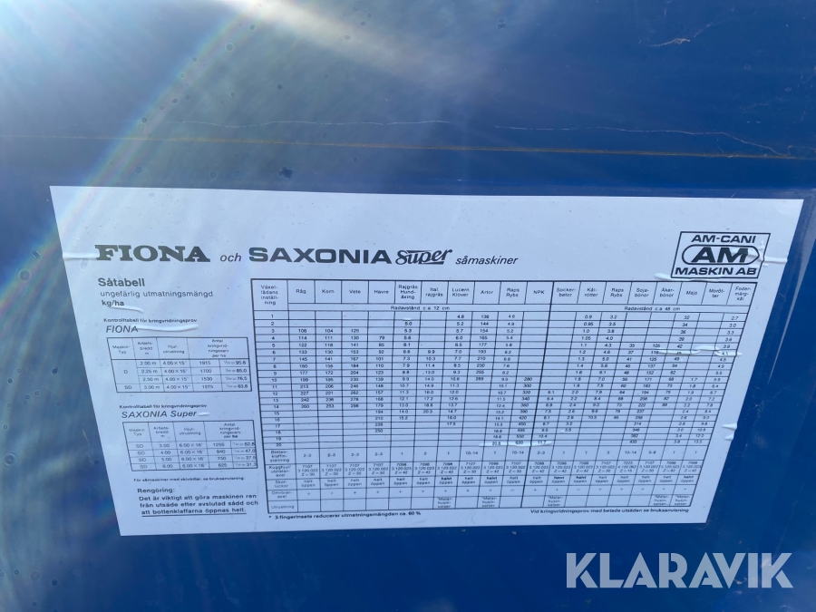 Såmaskin Saxonia SD 77 Super 4m, Enköping, Klaravik auktione