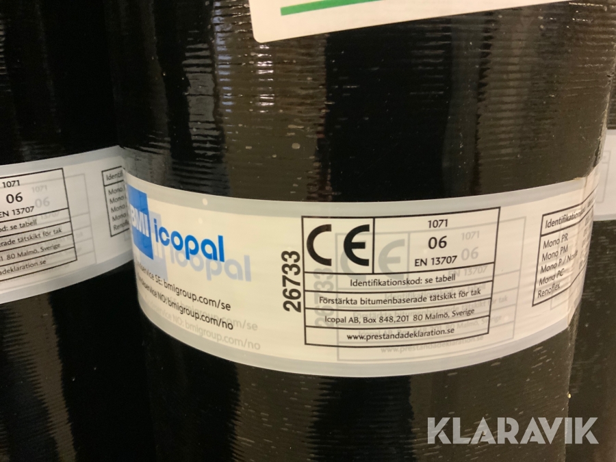 Takpapp Icopal Mono P skifergrå, Nässjö, Klaravik auktion