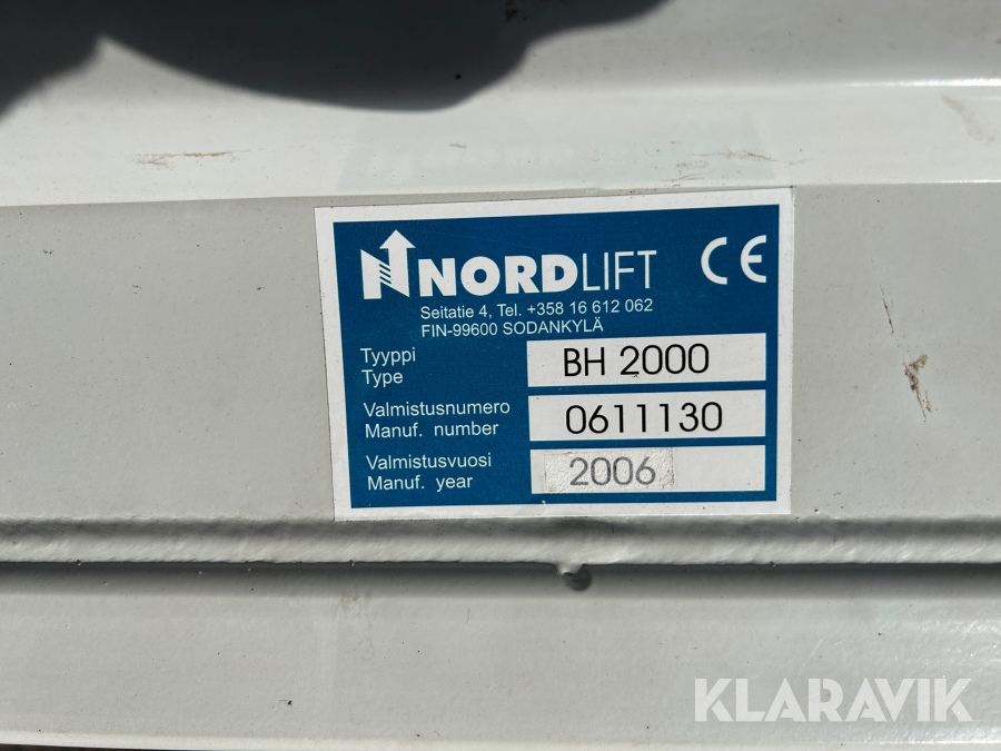 Enpelarlyft Nordlift BH2000, Sundsvall, Klaravik auktioner