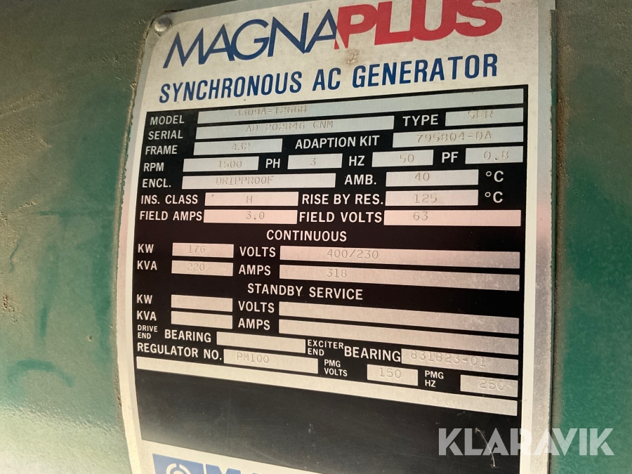 Generator Magna Plus/ Volvo 3309A-1266B, Nordanstig, Klaravi