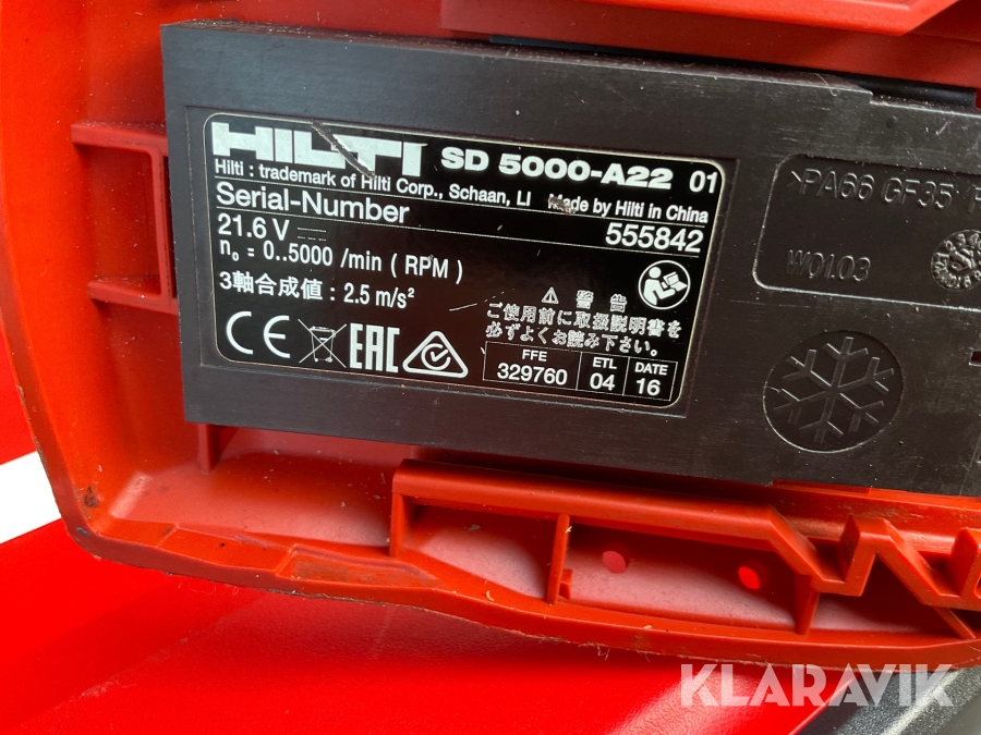 Batteridriven Gipsskruvdragare Hilti SD 5000 A22, Jönköping,