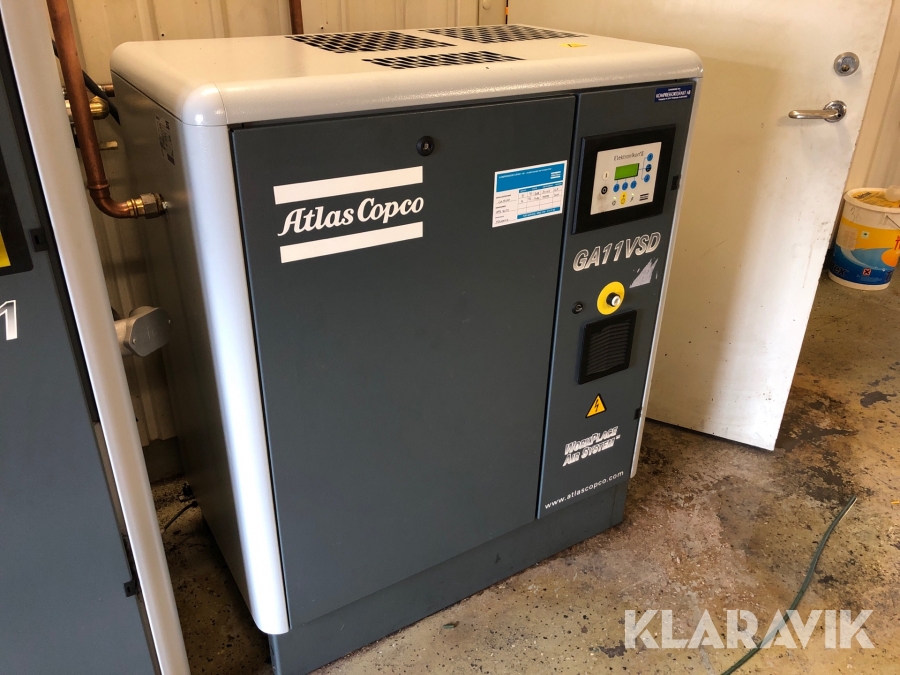 Klaravik Auktioner | Skruvkompressor Atlas Copco GA11VSD