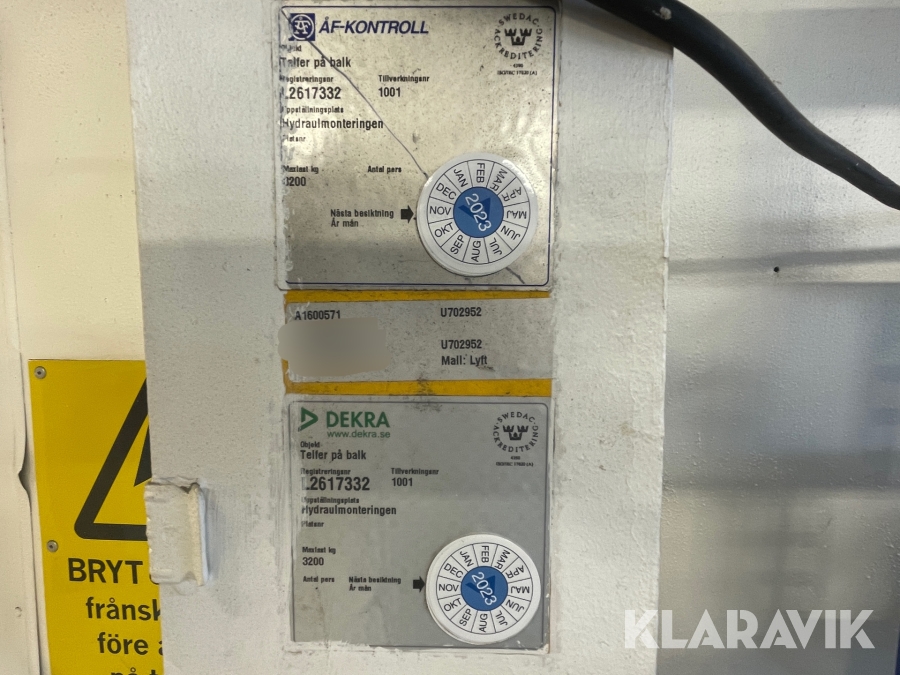 Tefler på balk Konecranes 3200kg, Knivsta, Klaravik auktione