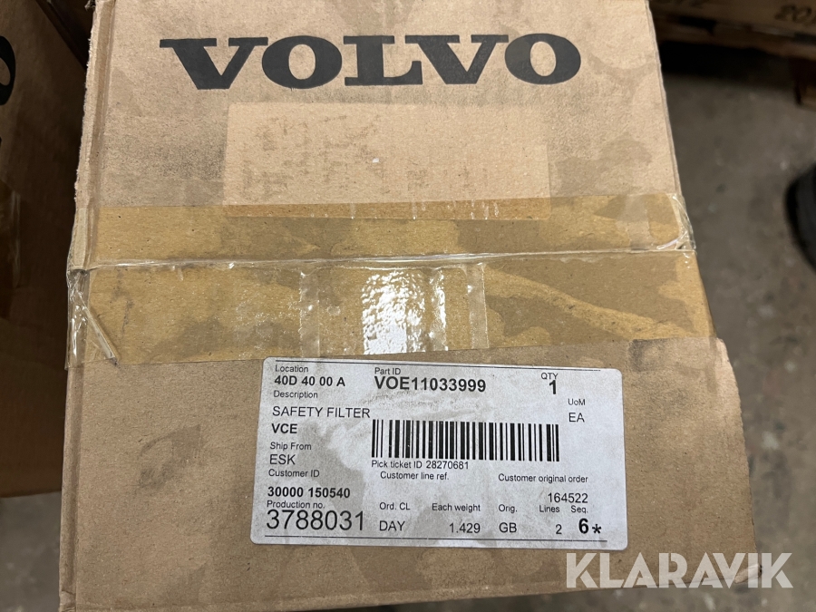 Parti med filter och givare till Volvo BM A25, Mjölby, Klara