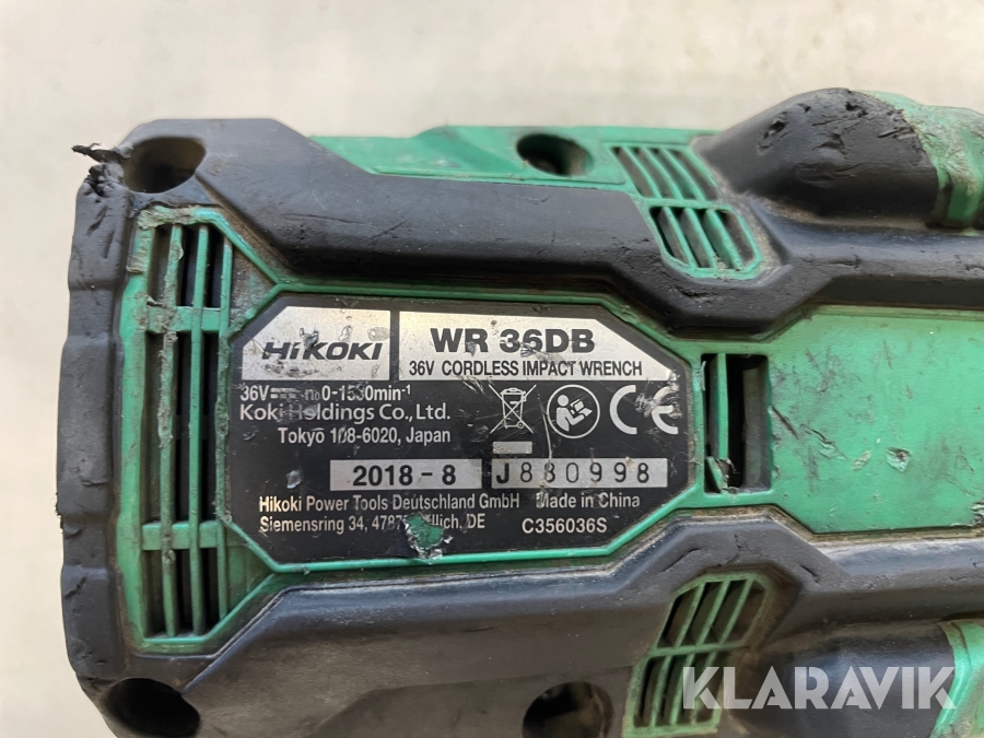 Klaravik Auktioner | Mutterdragare batteri Hikoki WR36DB
