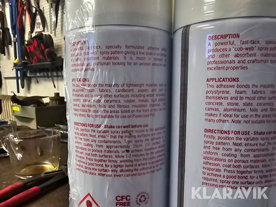 Adhesive spray / Spray lim Adesco, Degerfors, Klaravik aukti