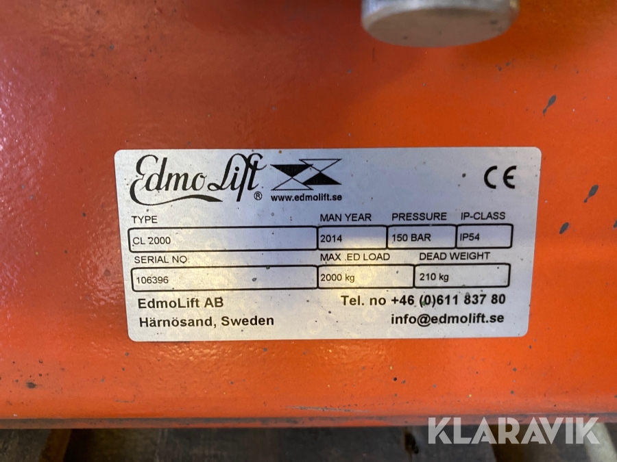 Lyftbord Edmo lift CL 2000, Stockholm, Klaravik auktioner