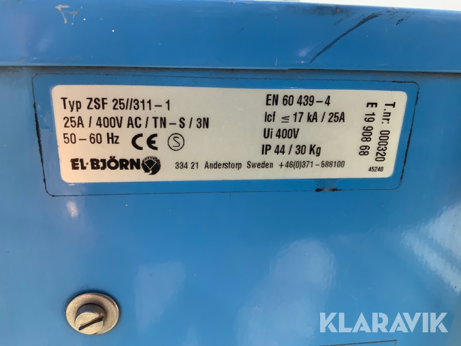 Elcentral El-Björn ZSF 25, Vännäs, Klaravik auktioner
