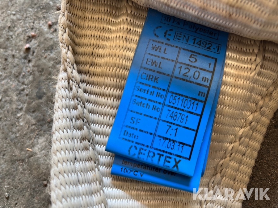 Lyftstroppar båtband Certec 12m 5t, Östhammar, Klaravik aukt