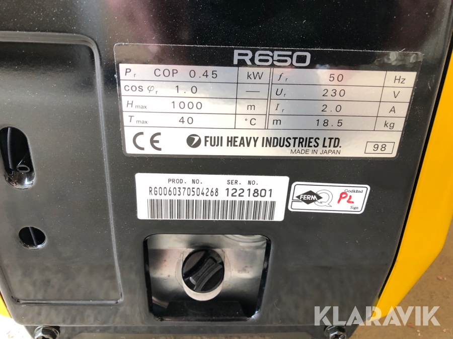 Klaravik Auktioner | Generator Robin R650