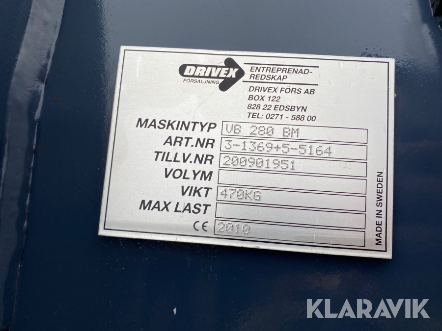 Vikplog Drivex VB280, Gävle, Klaravik auktioner