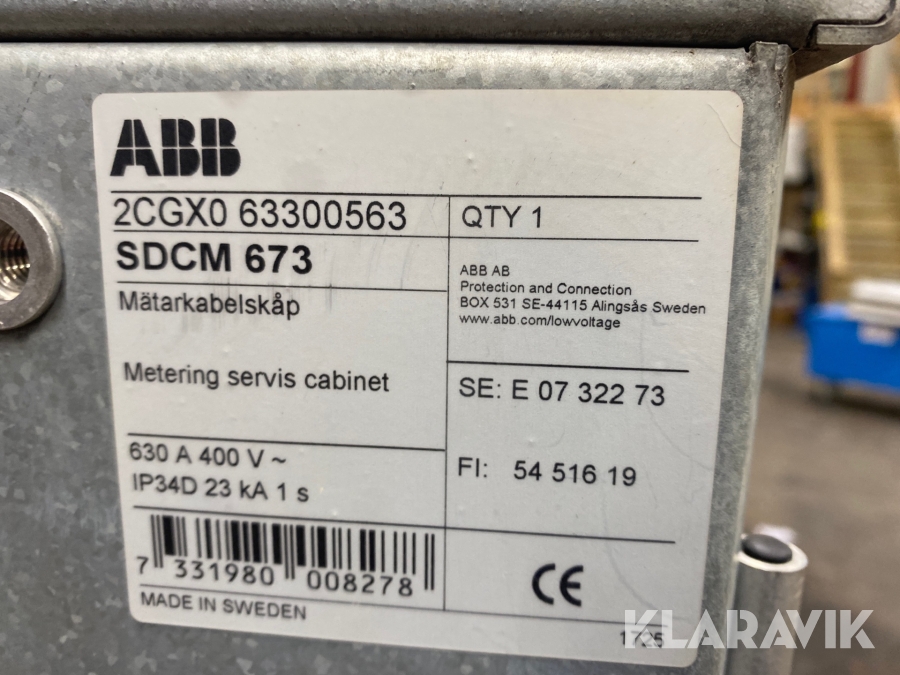 Elskåp ABB, Västerås, Klaravik auktioner