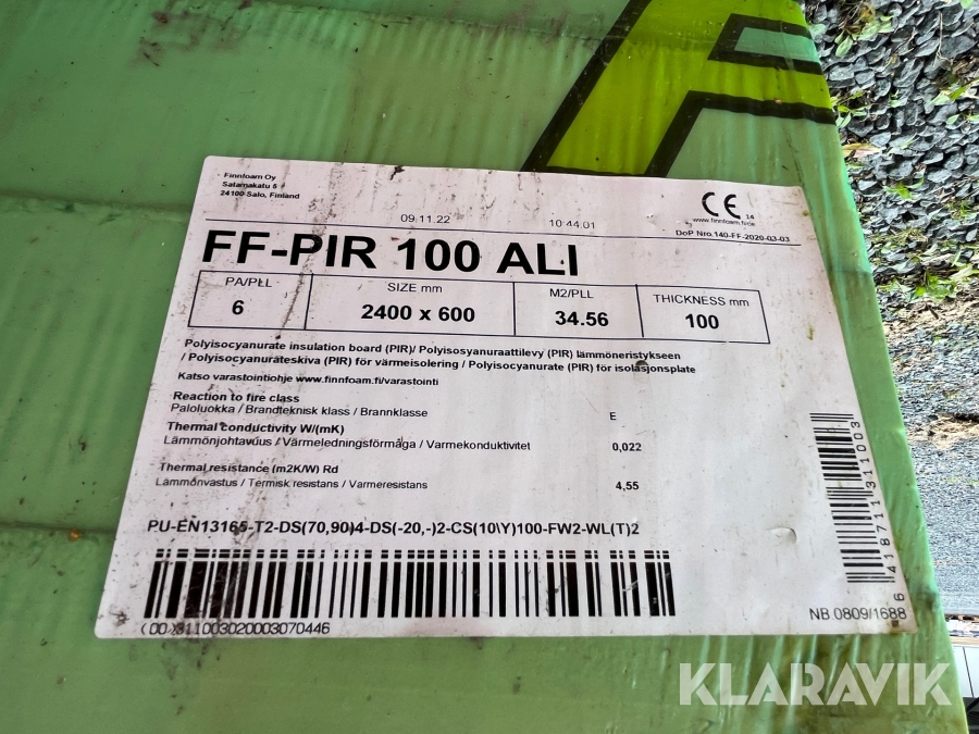 Isolering FF-Pir 100 ALI, Jönköping, Klaravik auktioner