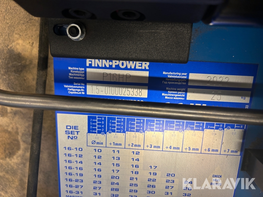 Slangpress Finn Power P16HP, Mark, Klaravik auktioner