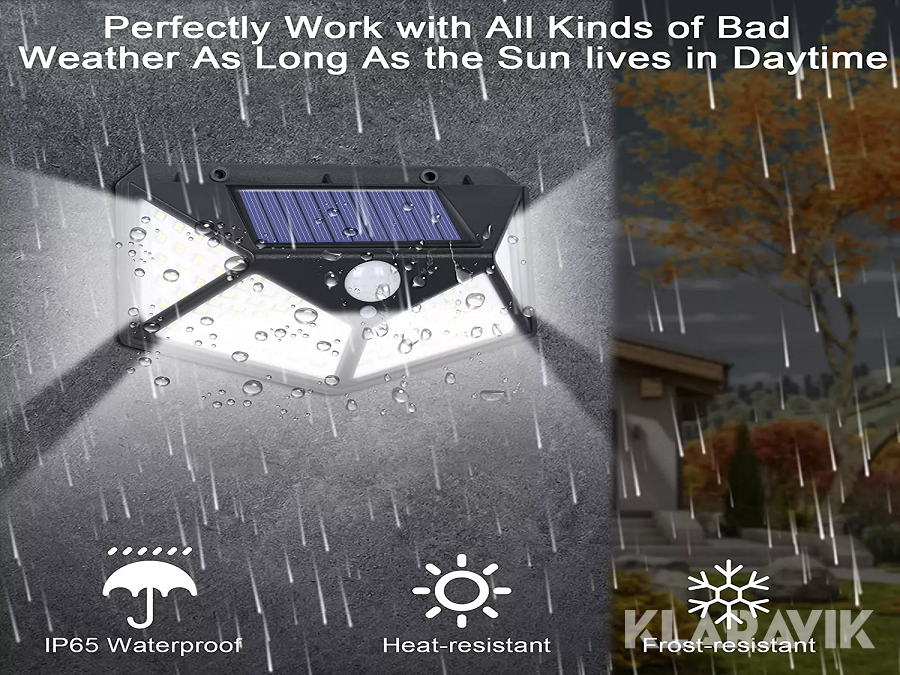 Solcell LED-Väggbelysning 100SMD - 1200mAh, Järfälla, Kla