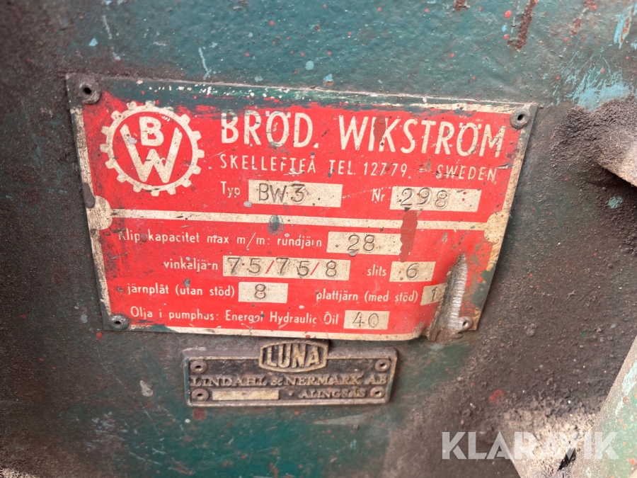 Plåtsax Bröderna Wikström, Örebro, Klaravik auktioner