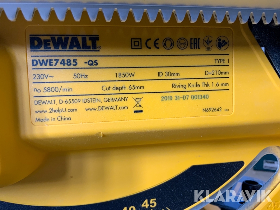 Bordssåg Dewalt DWE7485-QS, Umeå, Klaravik auktioner