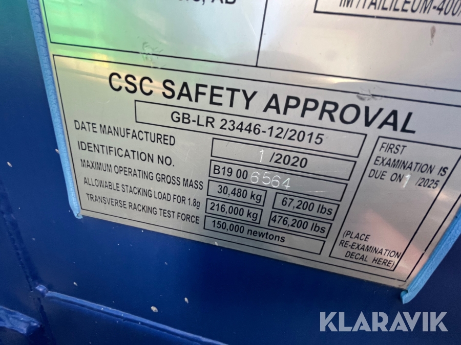 Container 20fot Wicab Pan-22G2-EOD, Upplands-Bro, Klaravik a