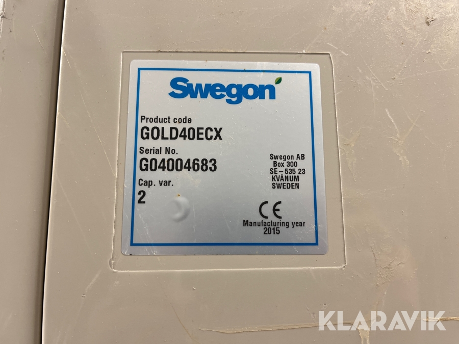 Ventilationssystem Swegon Gold 40 EXC, Stockholm, Klaravik a