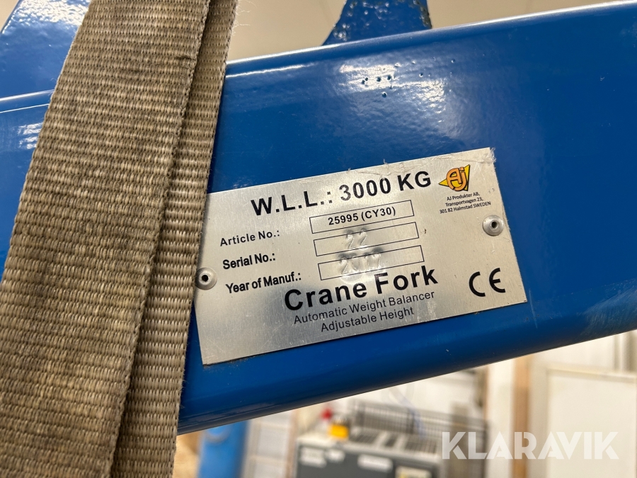 Pallyft till kran 3-ton Crane Fork CY30, Timrå, Klaravik auk