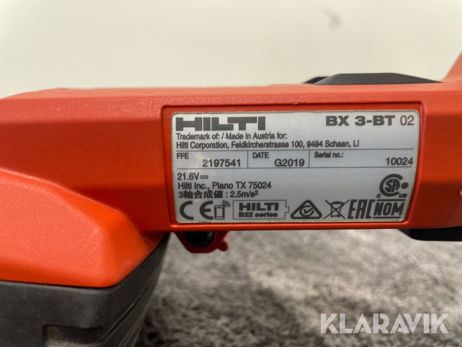 Bultpistol Hilti BX 3-BT, Svalöv, Klaravik auktioner
