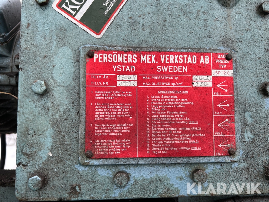 Plastpress SP12C, Örnsköldsvik, Klaravik auktioner