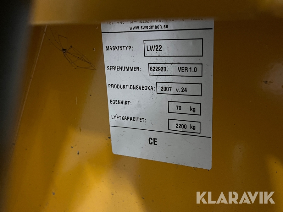 Pallyft Swedmach LW22, Stockholm, Klaravik auktioner
