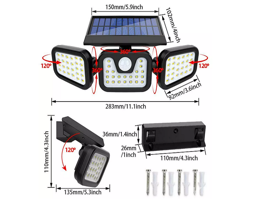 Solcell LED-Väggbelysning 81SMD - 1800mAh, Järfälla, Klar